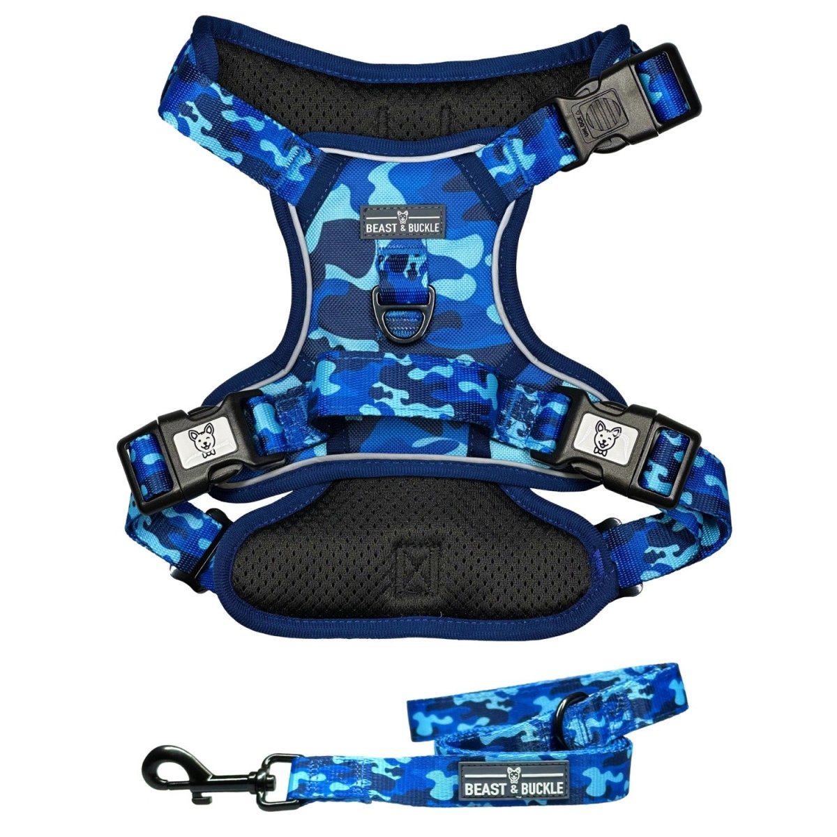 Blue Camo No Pull Harness & Leash Bundle – Beast & Buckle