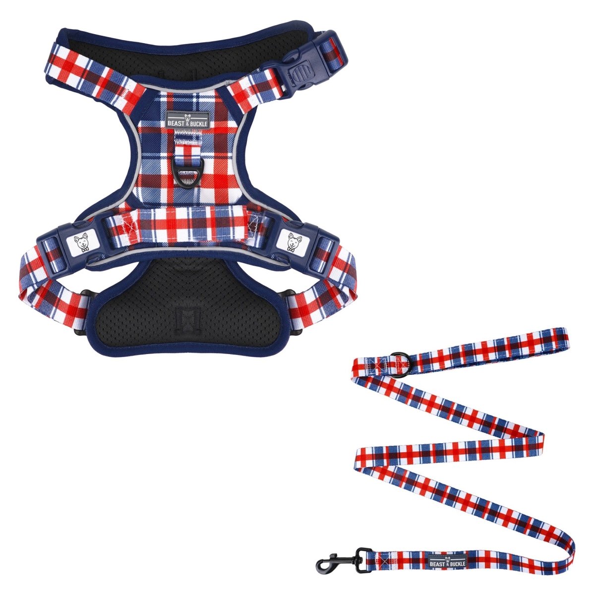 Patriot Plaid No Pull Harness & Leash Bundle – Beast & Buckle